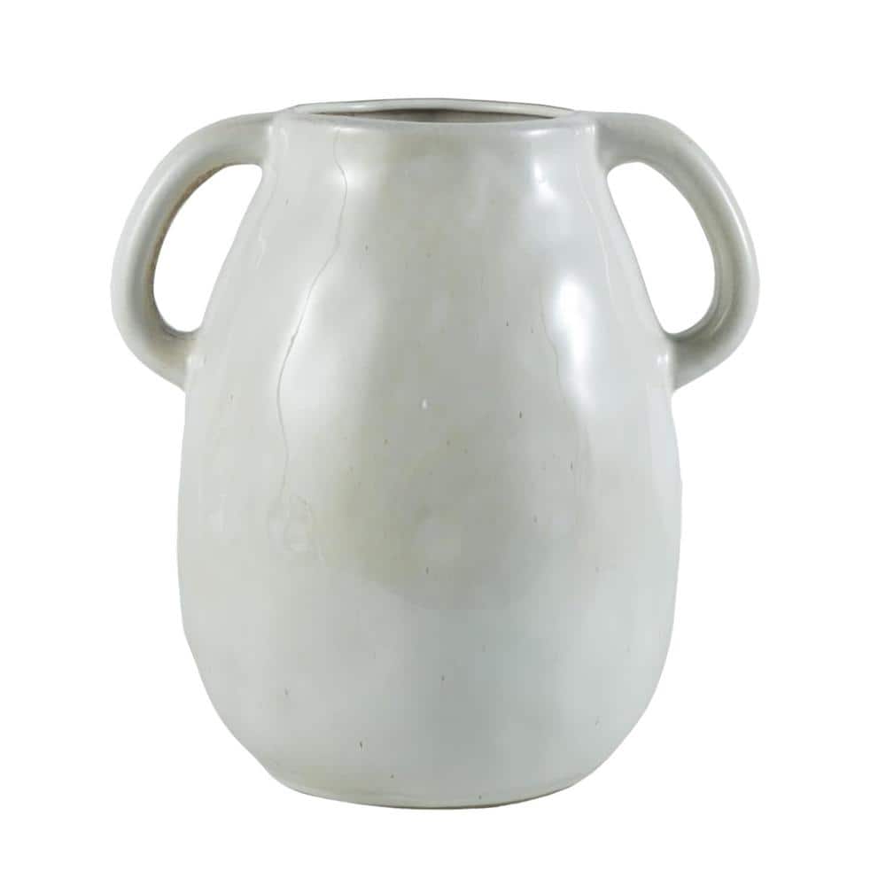 Afoxsos White Ceramic Vase with 2 Handles, Modern Farmhouse Vase for ...