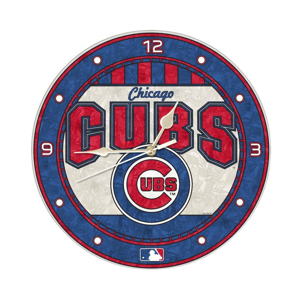 The Memory Company MLB 12 in. Cubs Art Glass Clock MLB-CCU-274 - The ...