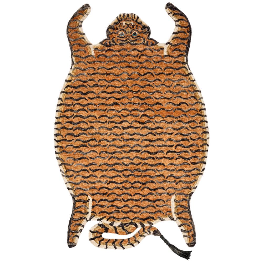 Loloi Justina Blakeney Feroz Tangerine 4 ft. x 6 ft. Animal Print 100% ...