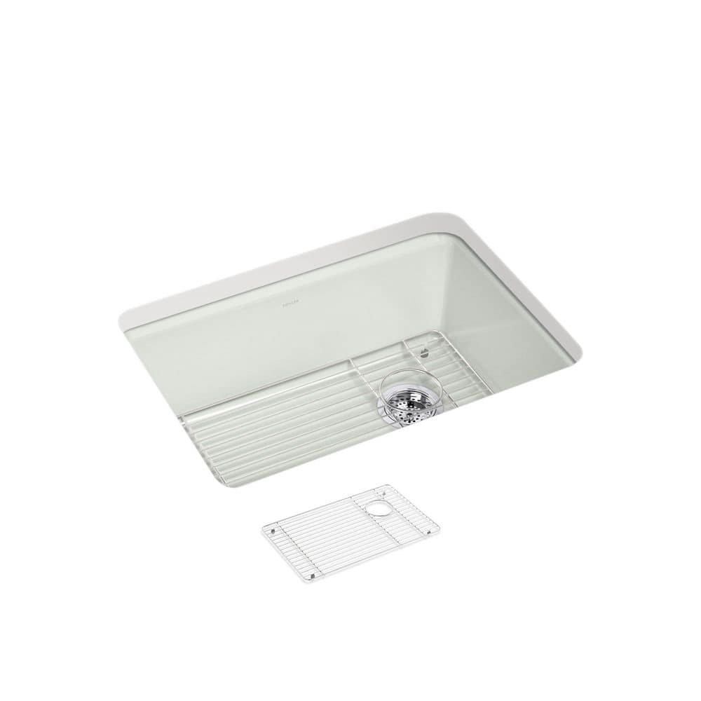 KOHLER Riverby 27 in. undermount single-bowl kitchen sink in Sea Salt ...