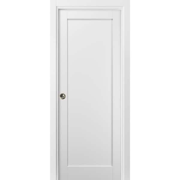 Sartodoors 30 in. x 96 in. 1 Panel White Finished Solid MDF Sliding ...