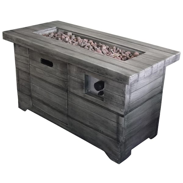 Crawford & Burke Cove Weathered Faux Wood Rectangular Gas Fire Pit ...