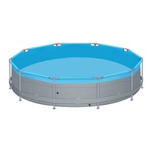 Tidoin 12 ft. x 12 ft. Round 23 in. Pool Depth Metal Framed Ground ...