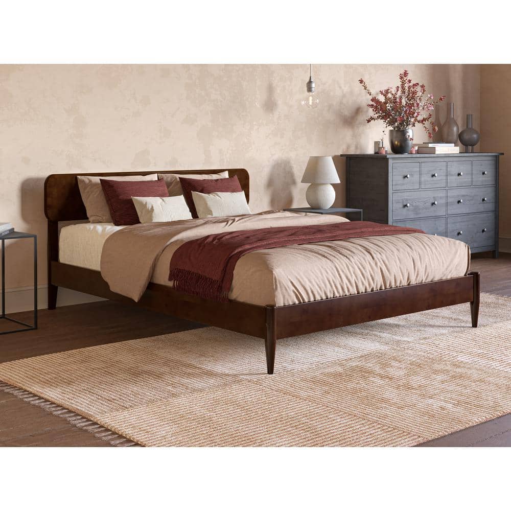 AFI Florence Walnut Brown Solid Wood Frame Queen Low Profile Platform ...