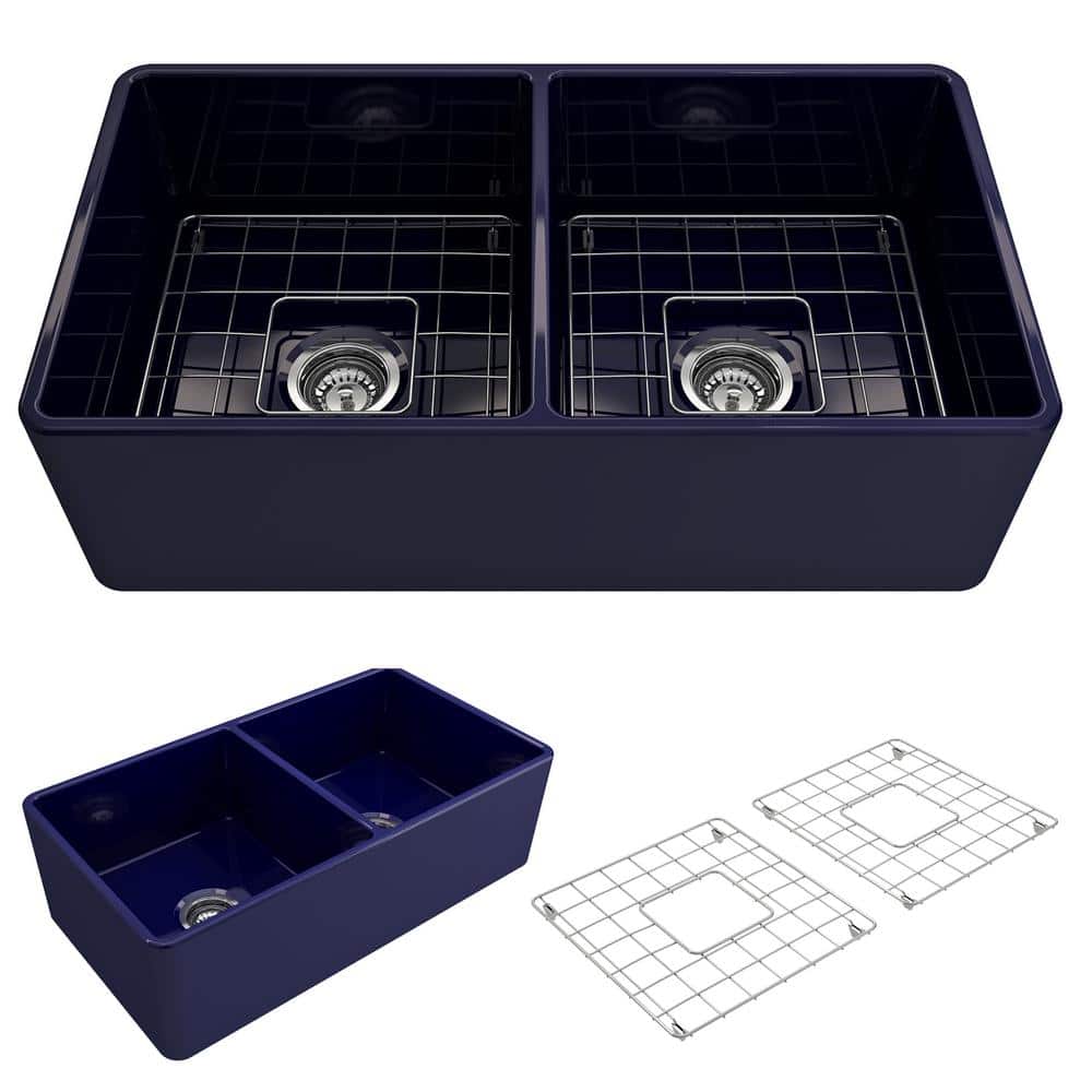 BOCCHI Classico Farmhouse Apron Front Fireclay 33 in. Double Bowl ...