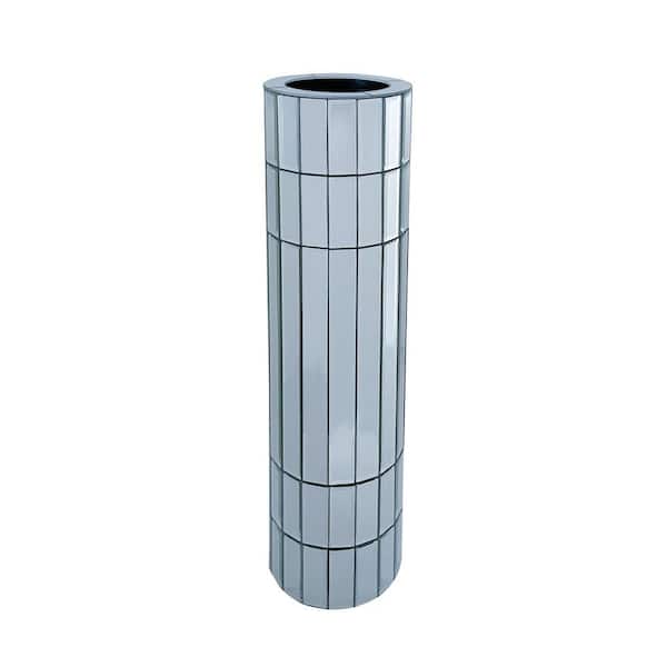 Modern Luxury 30 in. H Silver Composite Cylindrical Large Floor Mirror ...