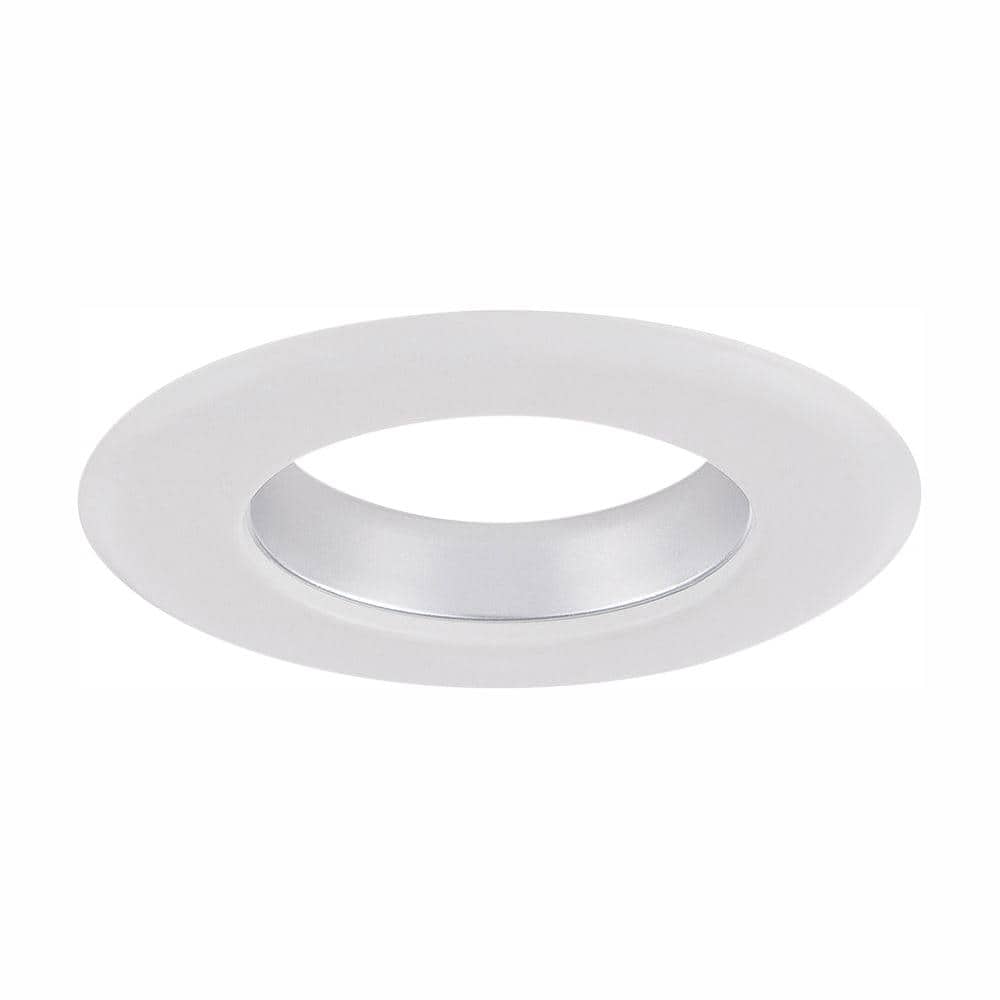 EnviroLite 4 in. Decorative Diffused Chrome Cone on White Trim Ring for ...