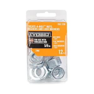 Everbilt 5/8 in. Zinc-Plated Create-a-Bolt with Nuts, Washers & Lock Washers (4 of Each Piece ...