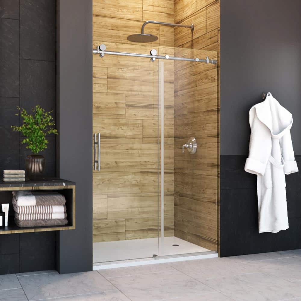 Holcam Eclipse 48 In W X 74 In H Frameless Sliding Shower Door In