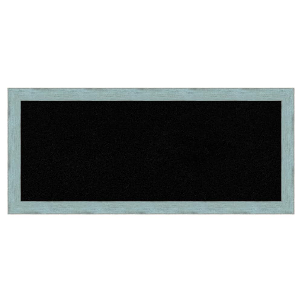 Amanti Art Sky Blue Rustic Wood Framed Black Corkboard 32 in. x 14 in ...