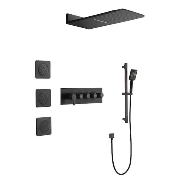 Nestfair 3-Spray Wall Bar Shower Kit with 3-Spray Patterns Hand Shower ...