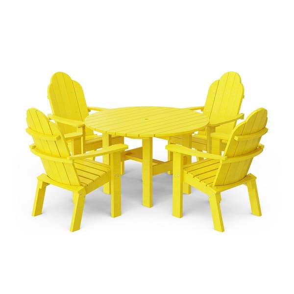Wildridge Classic Lemon Yellow 5-Piece HDPE Plastic Outdoor Patio ...