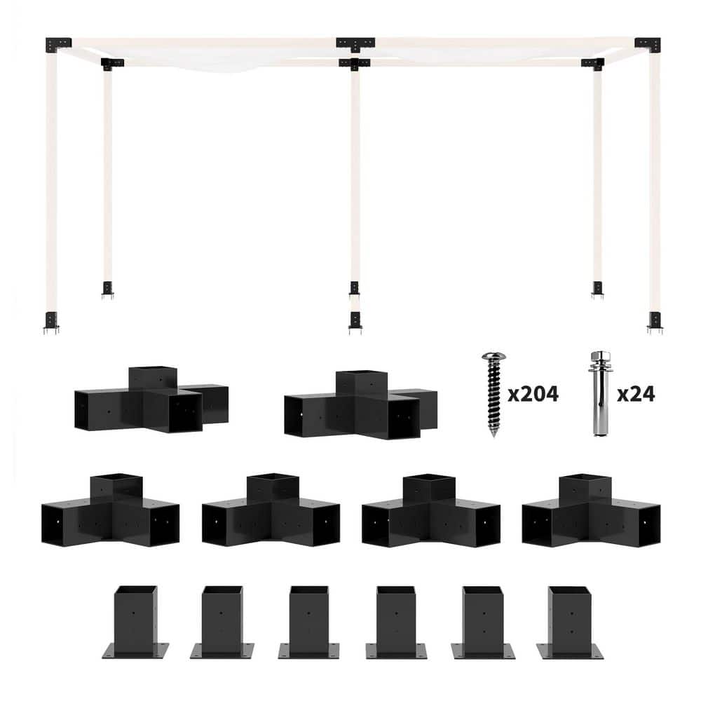 Outsunny DIY Pergola Kit, Pergola Brackets with 3-Way and 4-Way Corner ...