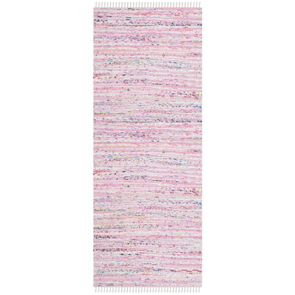 SAFAVIEH Rag Rug Light Pink/Multi 2 ft. x 5 ft. Striped Runner Rug ...