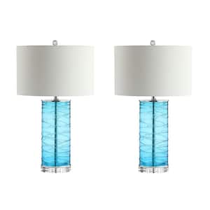 JONATHAN Y Genie 28.5 in. Night Blue Glass Table Lamp (Set of 2 ...