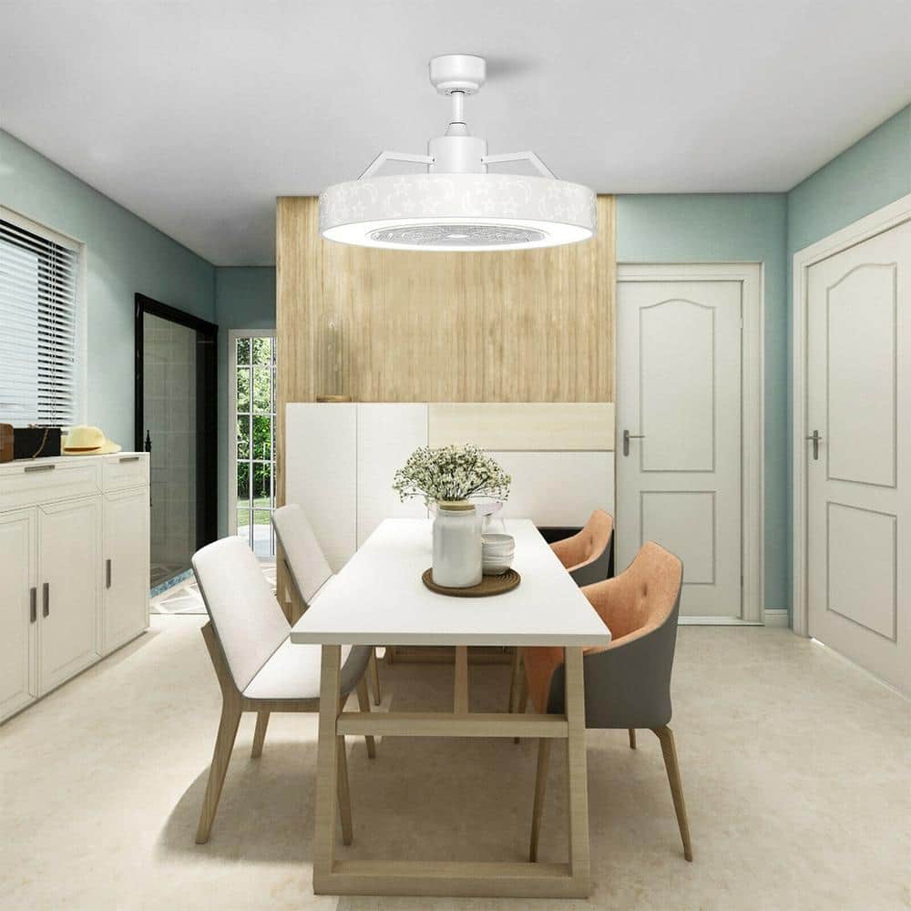 FORCLOVER 23 in. Indoor White Ceiling Fan with LED Light and Remote ...