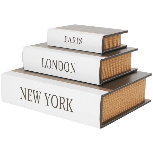 Litton Lane Rectangle Wooden Paris, London, New York Storage Faux ...