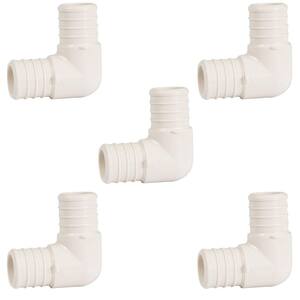 PLUMBFLEX 3/4 in. x 1/2 in. Plastic PEX Poly Alloy 90-Degree Elbow Barb Pipe Fitting (5-Pack ...