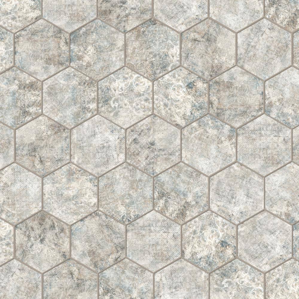 Merola Tile Tivoli Hex Tapestry 5-1/2 in. x 6-1/4 in. Porcelain Floor ...
