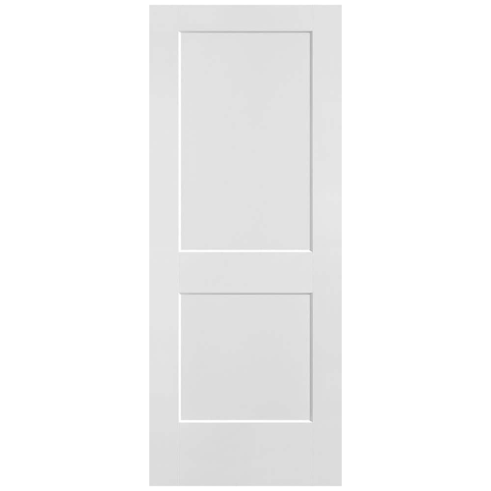 Masonite 32 in. x 80 in. 2-Panel Logan Single Bore Hollow Core Primed ...