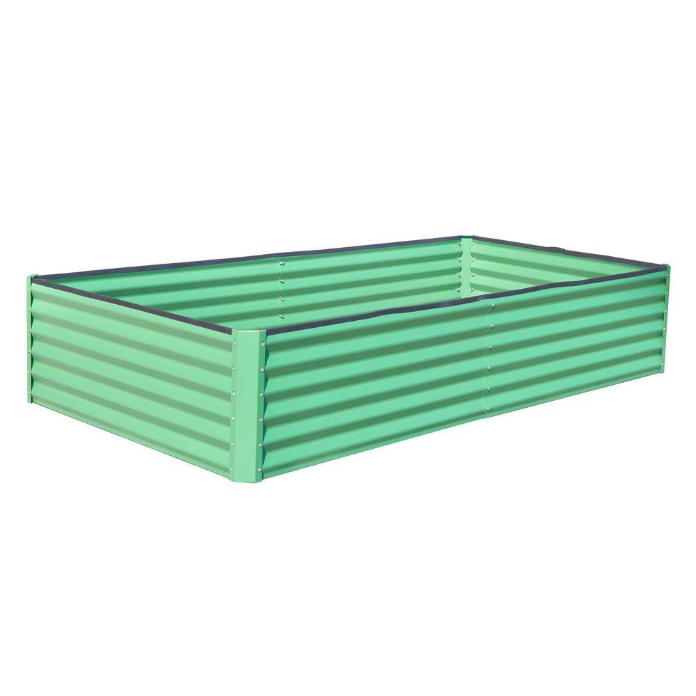 Coporesell 6x3x1 ft. Green Metal Galvanized Rectangular Outdoor Raised ...