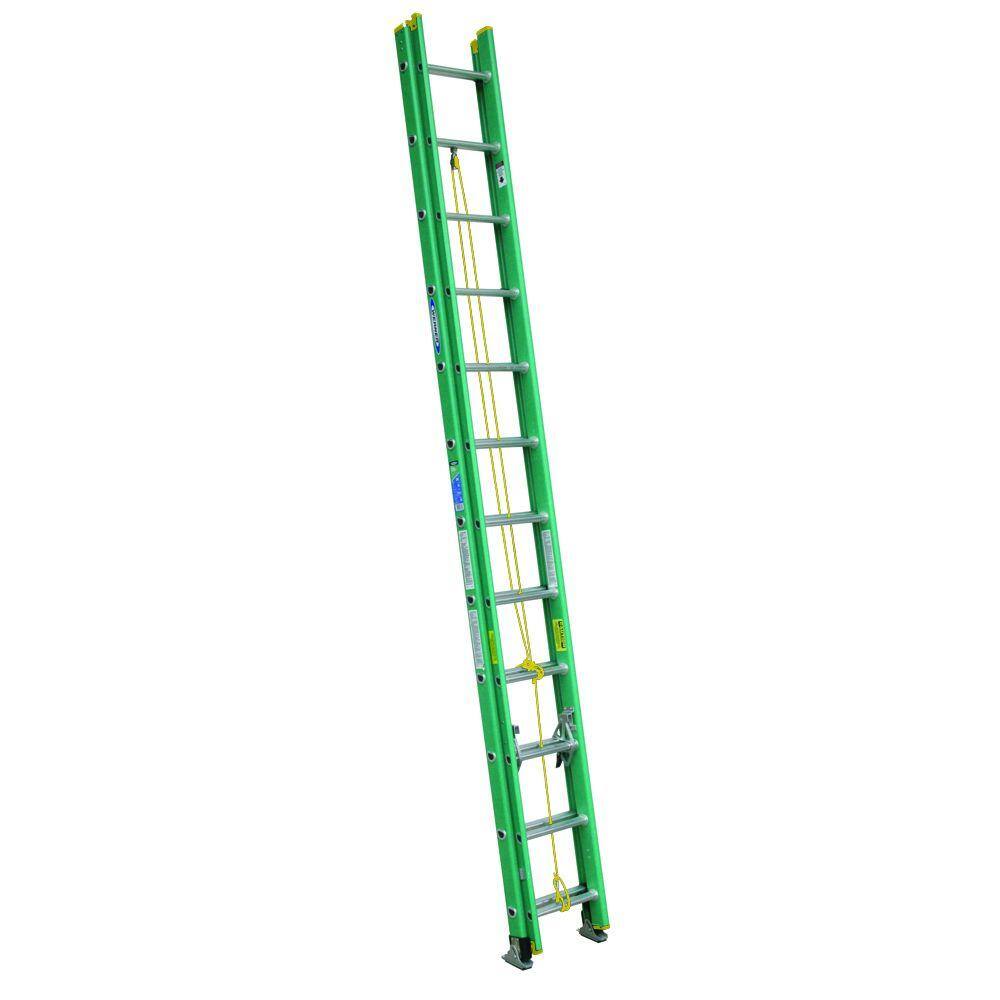 Werner 24 ft. Fiberglass Extension Ladder (23 ft. Reach Height) with ...