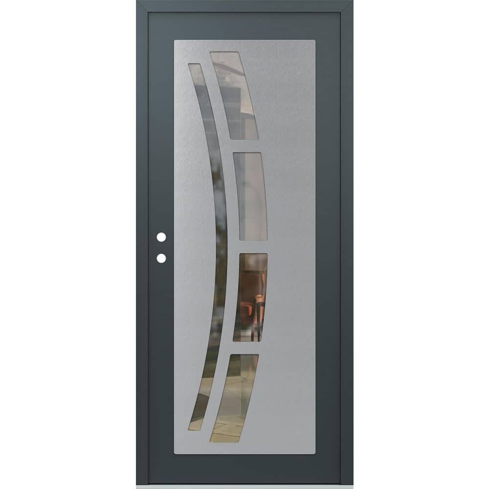 Tessari Doors C12 36 in. x 80 in. Silver P Right-Hand/Inswing Clear ...