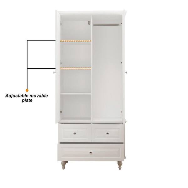 Childrens white wardrobe with drawers store