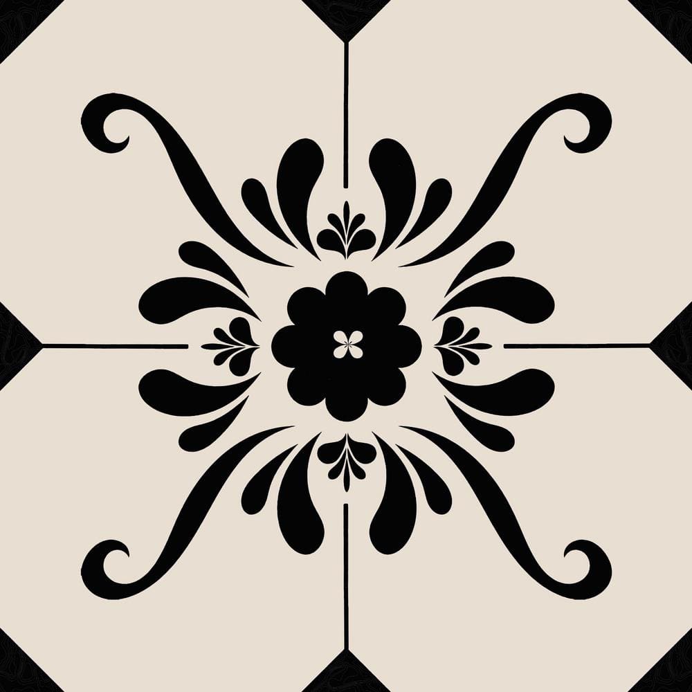 MI ALMA Black B84 4 in. x 4 in. Vinyl Peel and Stick Tile (24 Tiles, 2. ...