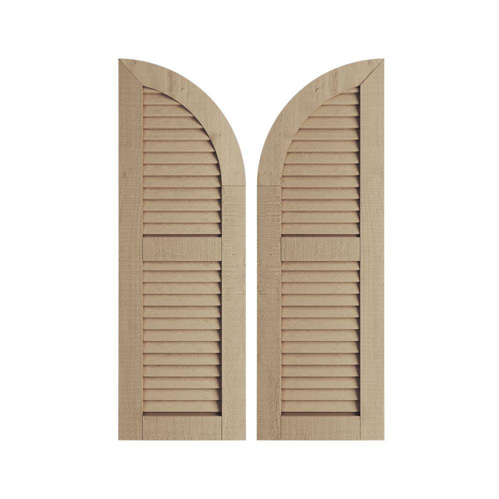 Ekena Millwork 18 x 72" Timberthane Polyurethane Rough Cedar 2-Equal Louvered Quarter Round Arch ...