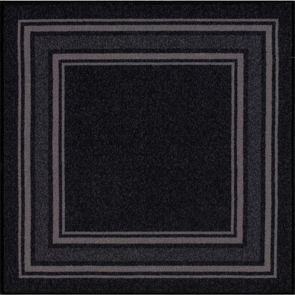 Beverly Rug 31 X 31 Black Carmel Bordered Non-Slip Indoor Rubber Back ...