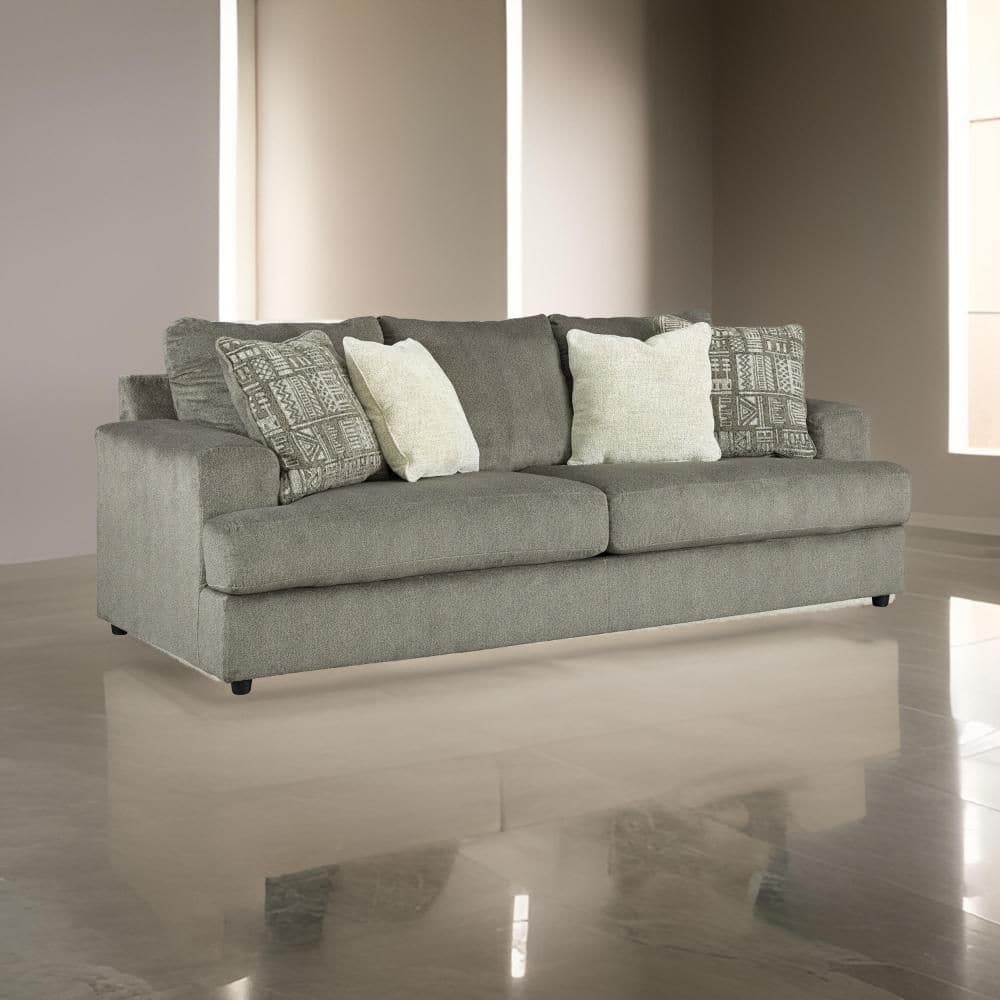 Benjara Tren 96 in. Straight Arm Polyester Rectangle Sofa in Gray ...