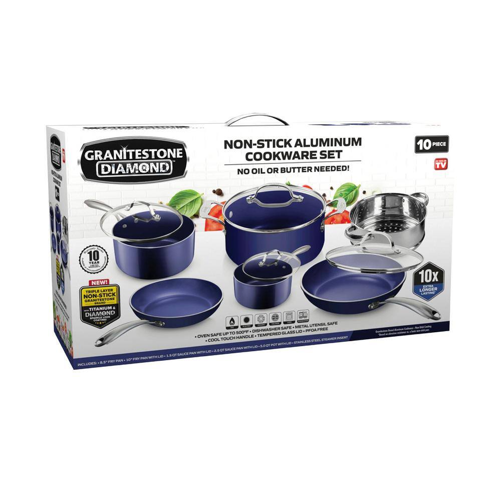 GRANITESTONE Classic Blue 10-Piece Aluminum Ultra-Durable Non-Stick ... GRANITESTONE Classic Blue 10-Piece Aluminum Ultra-Durable Non-Stick ...