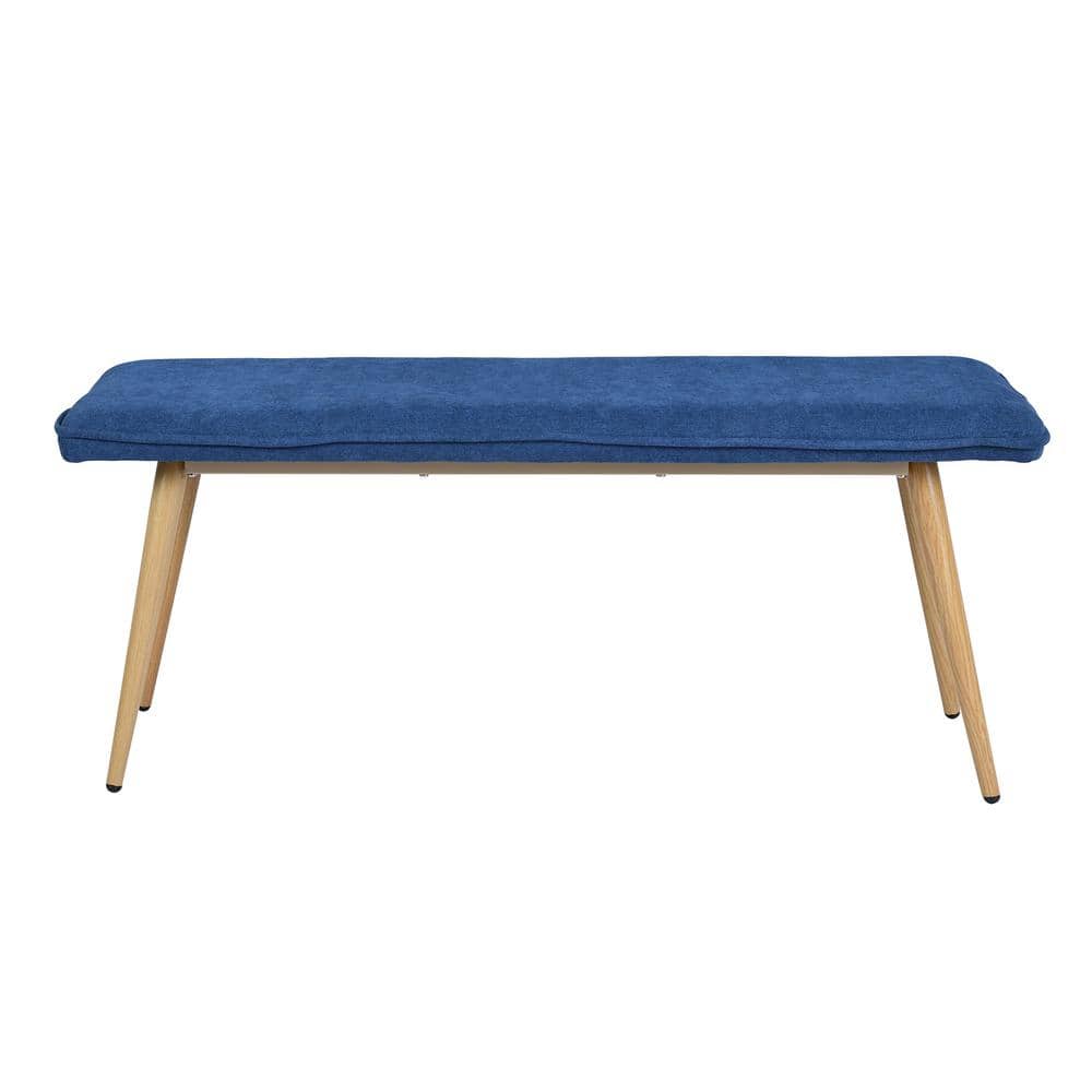 Spaco Blue Dining Room Upholstered Bench with Metal Legs 45.3 in. W x ...