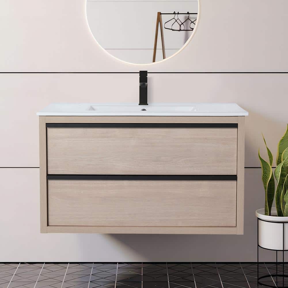 UPIKER Modern 36 in. W x18.31 in. D x 21.25 in. D D H Wall Hung Bath ...