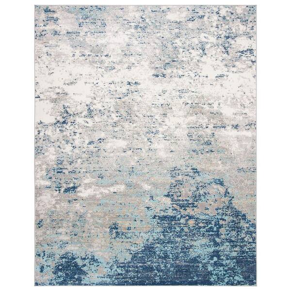 Blue Polypropylene 8 ft. x 10 ft. Abstract Indoor Area Rug A46A1-rug ...
