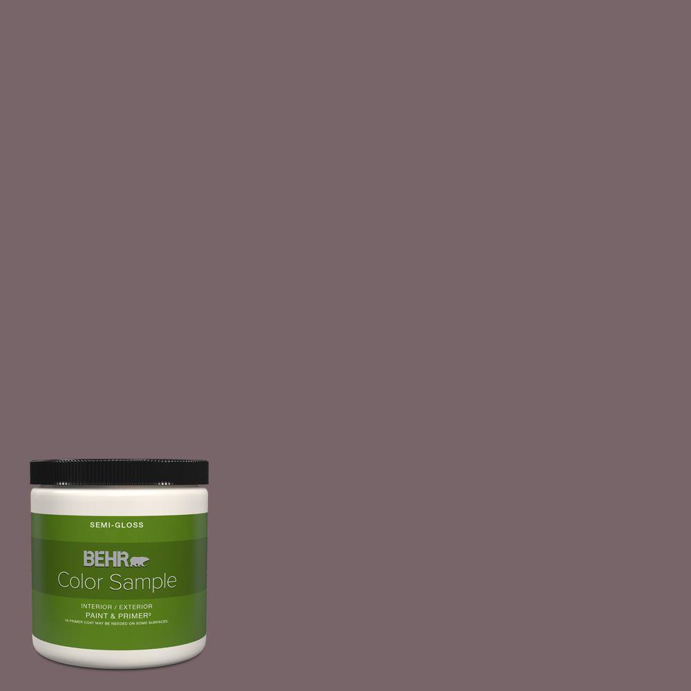 BEHR PREMIUM PLUS 8 oz. #100F-6 Plum Shade Semi-Gloss Interior/Exterior ...