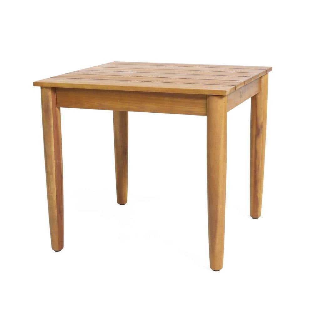Miscool Avex Teak Square Wood 18.25 in. H Outdoor Side Table ...