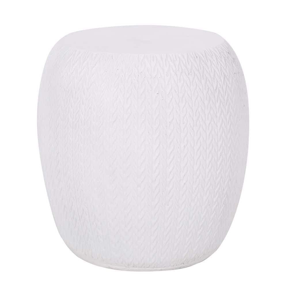 Braided Tapered Antique White Lightweight Concrete Outdoor Side Table ...