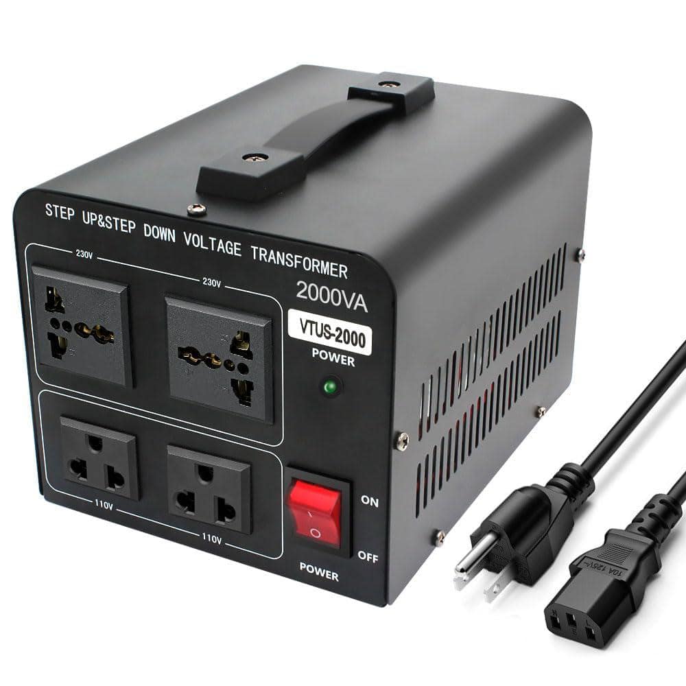 Lukyamzn 2000-Watt Voltage Transformer Power Converter with US Power Cord, Convert 110-Volt to ...