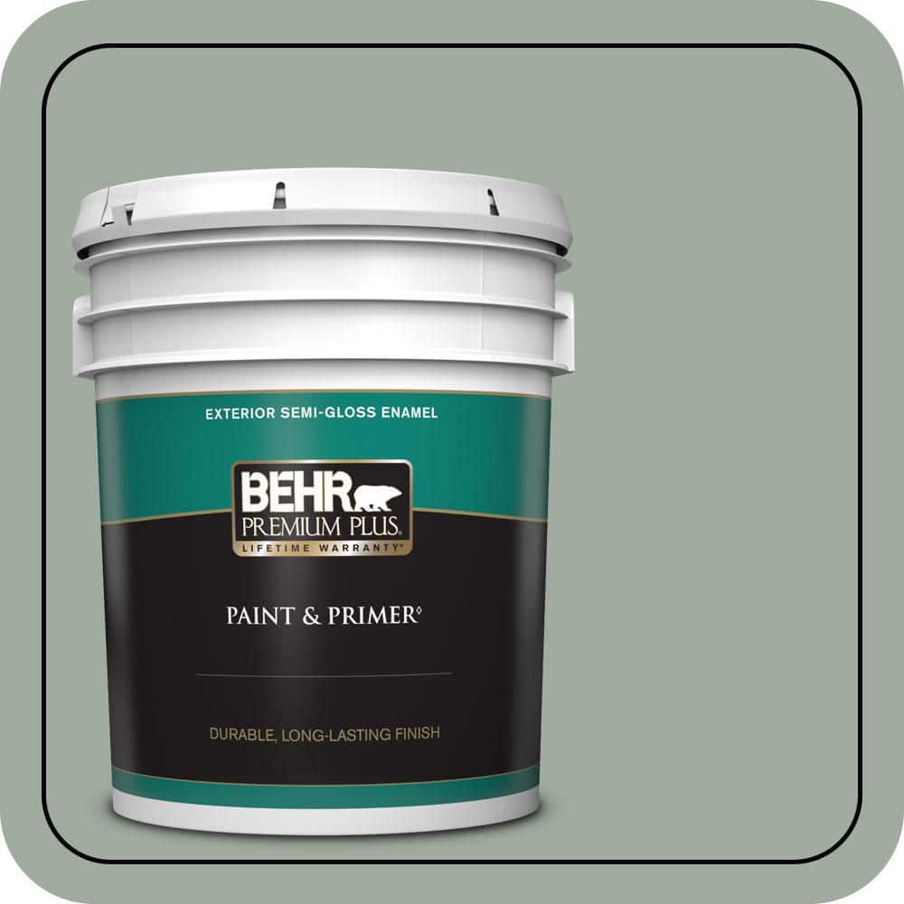 BEHR PREMIUM PLUS 5 gal. #PPU11-15 Green Balsam Semi-Gloss Enamel ...