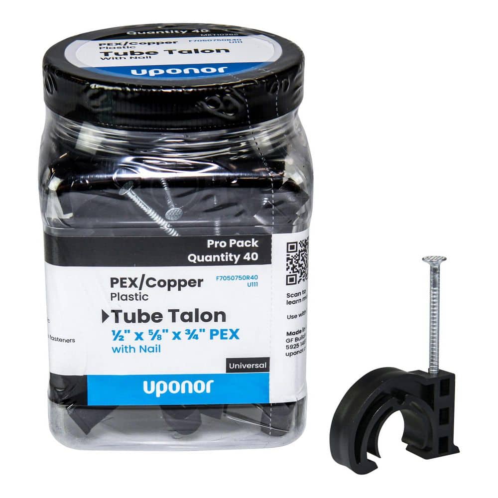 Uponor 1/2 in., 5/8 in., 3/4 in. PEX Pipe Plastic Tube Talon with Nail ...