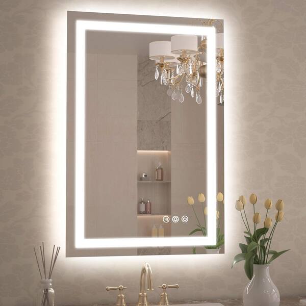 TETOTE 24 in. W x 36 in. H Rectangular Frameless LED Lighted Wall ...