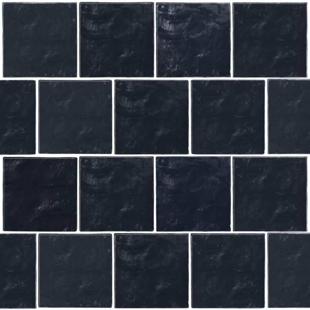 Apollo Tile Dark Blue 5.2 in. x 5.2 in. Polished Ceramic Subway Tile ...