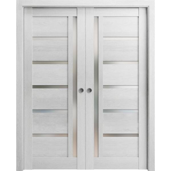 Sartodoors 36 in. x 80 in. 2 Panel Light Grey Oak Finished Solid MDF ...