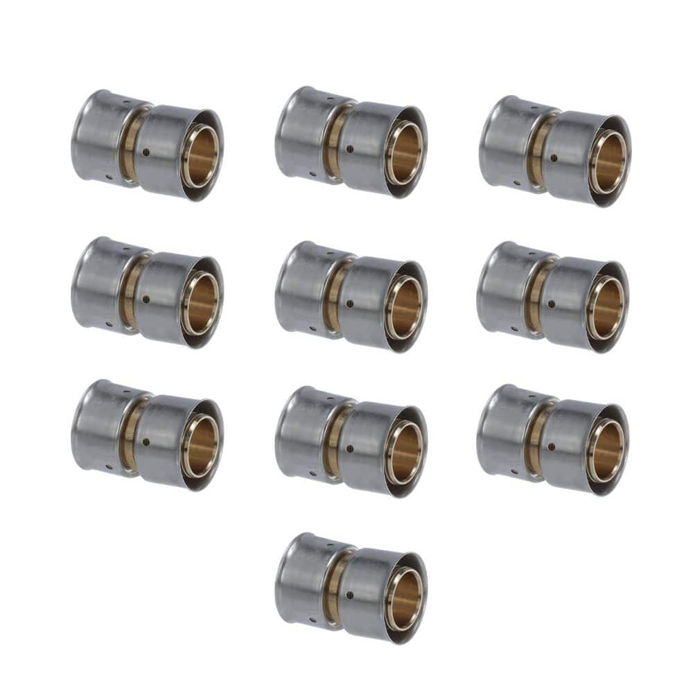 Viega PureFlow 1 in. x 1 in. Press Zero Lead Bronze Coupling (10-pack ...