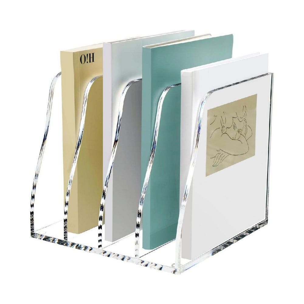 4 Vertical Compartments Transparent 7 in x 6 in Acrylic Freestanding ...