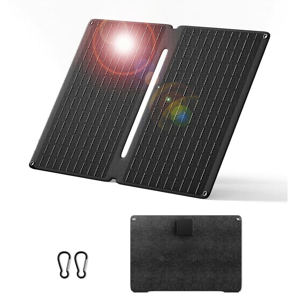 Lukyamzn 20-Watt Foldable Monocrystalline Solar Panel with USB-C USB-A ...
