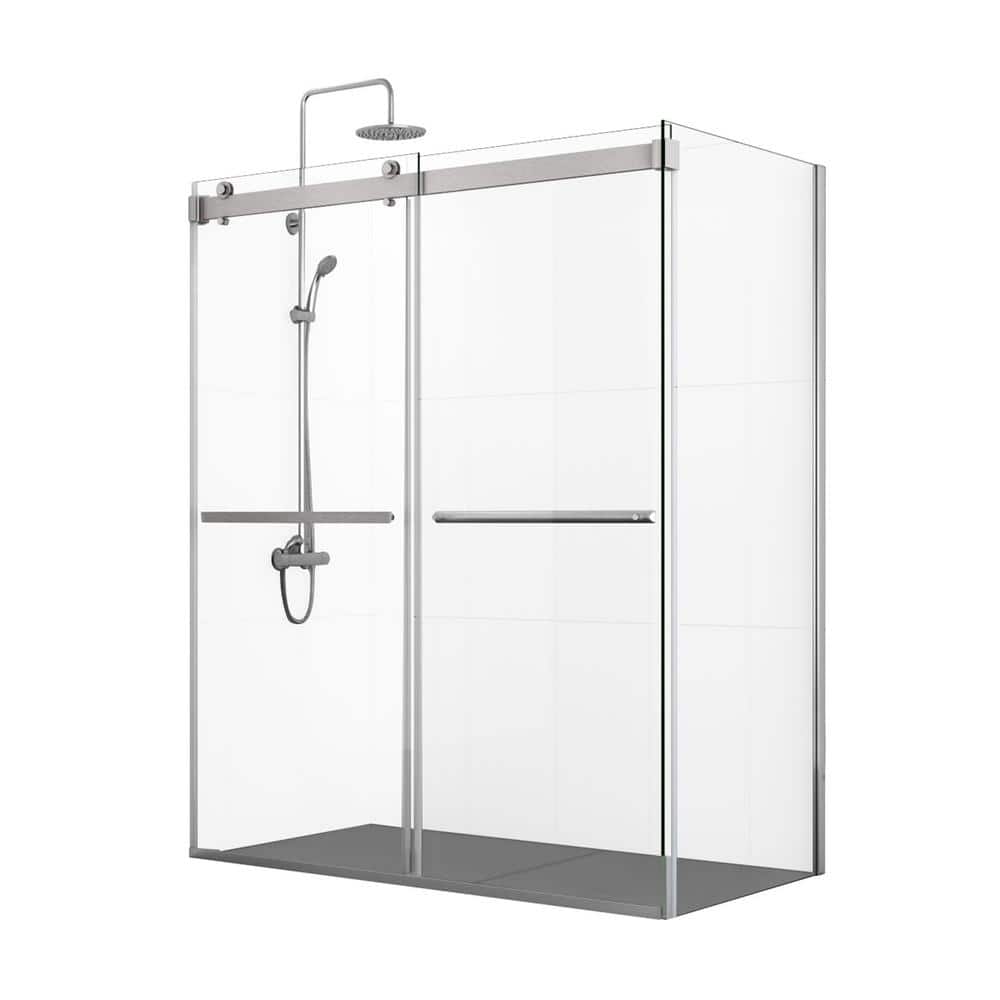 ROSWELL Spezia 60 in. W x 76 in. H Sliding Frameless Corner Shower ...