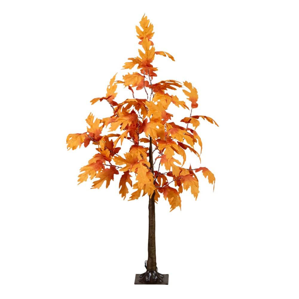 Nearly Natural 4 ft. Pre-Lit Autumn Maple Artificial Fall Tree with 180 ...